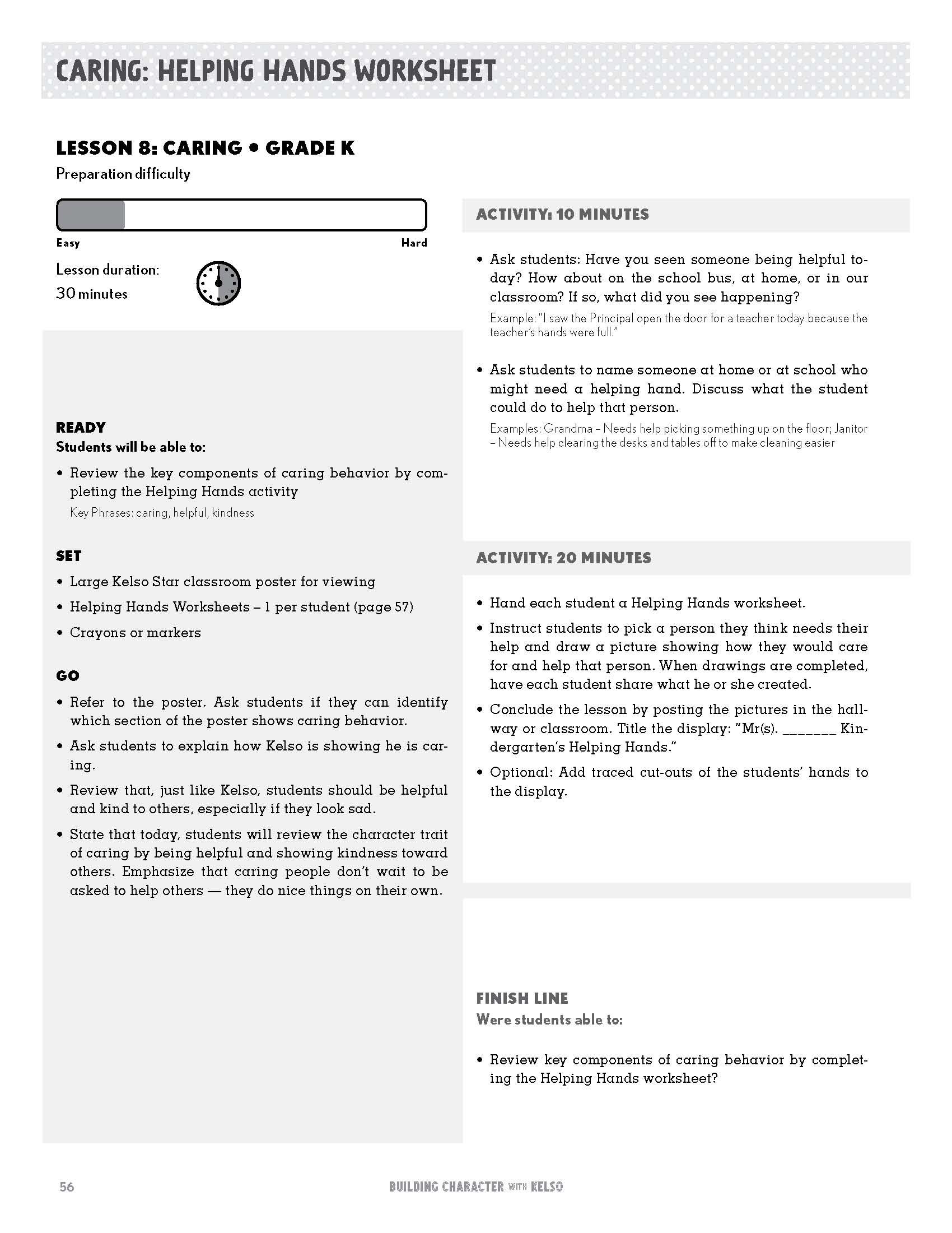 Sample Lesson-Building Character Caring (Homepage) – Kelso's Choice